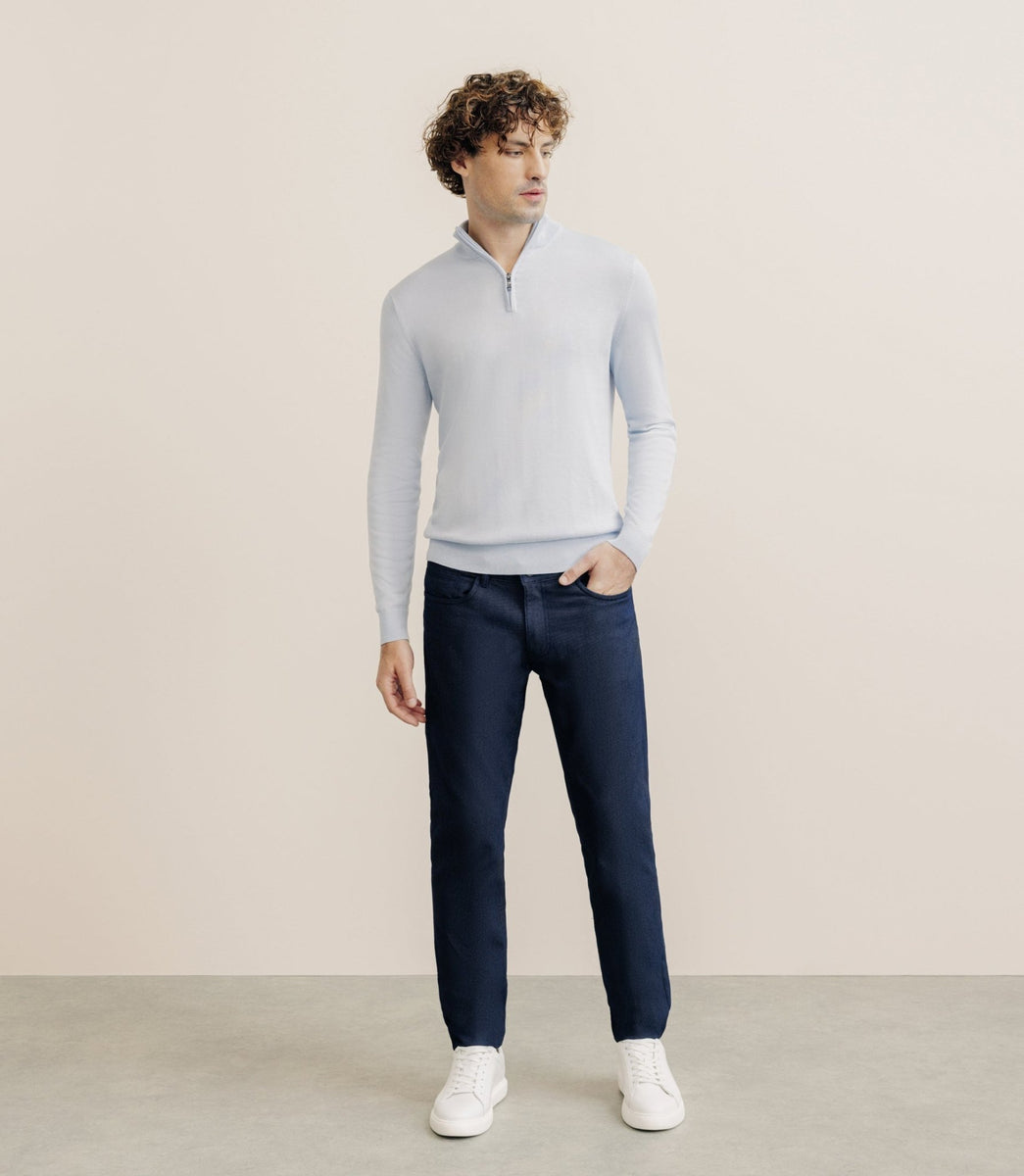Half -zipped high -zipped collar sweater